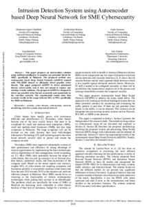 Intrusion detection system using autoencoder based deep neural network for SME cybersecurity ...